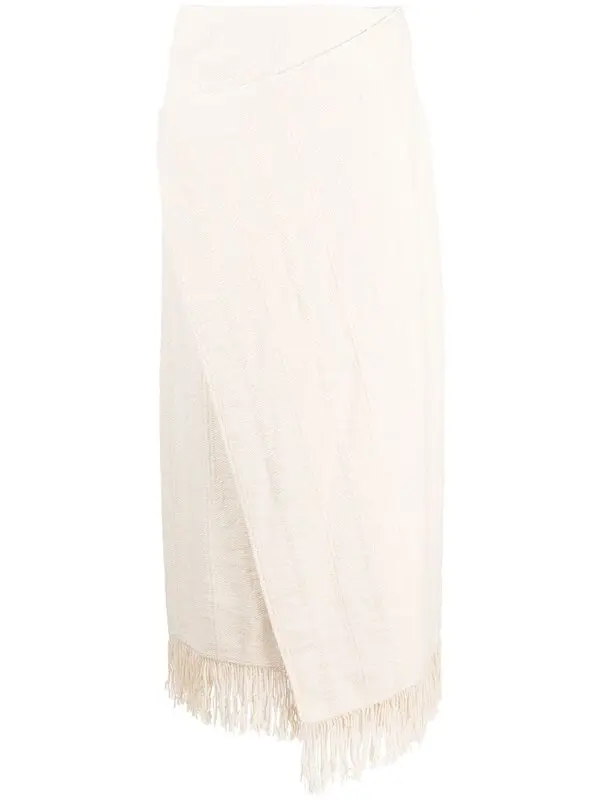 JIL SANDER Fringed Wrap-effect Midi Skirt