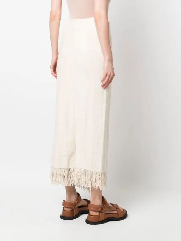 JIL SANDER Fringed Wrap-effect Midi Skirt