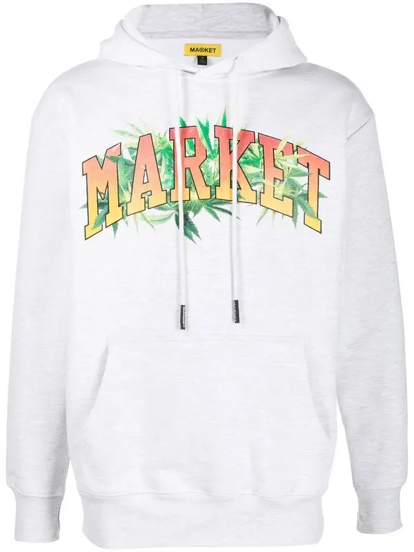 MARKET Logo-print Hoodie - Grey
