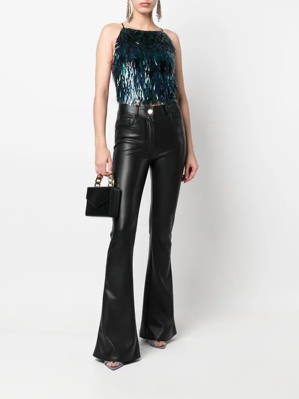Alberta Ferretti Sequin-fringed Wrap-tie Top
