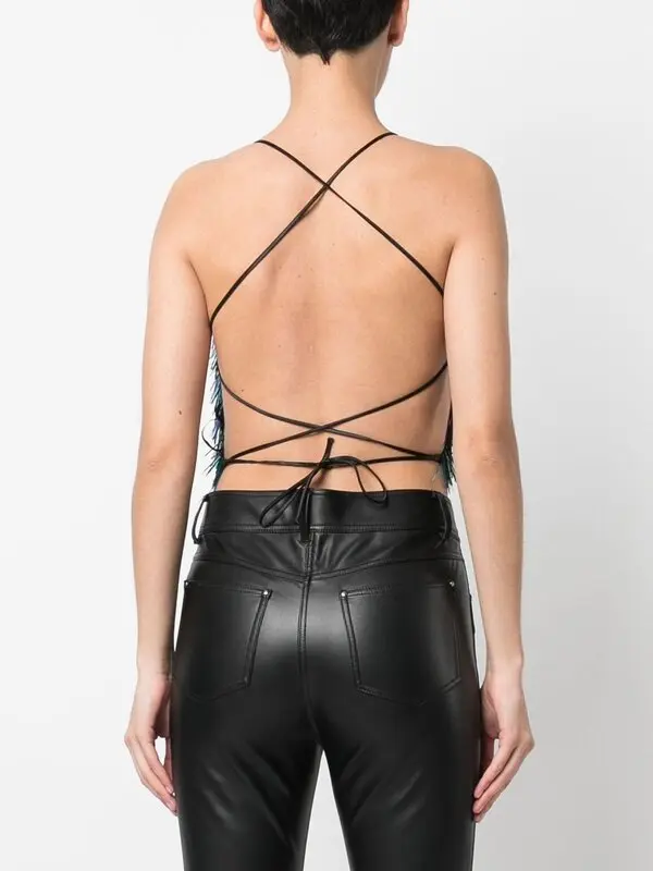 Alberta Ferretti Sequin-fringed Wrap-tie Top