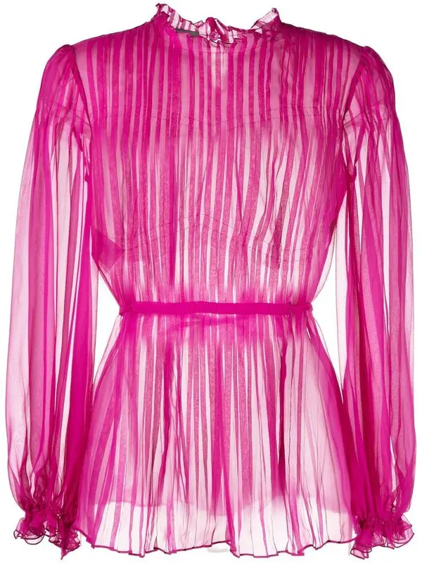 Alberta Ferretti Pleated Long-sleeve Blouse - Purple