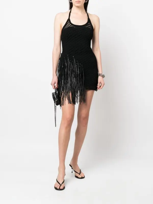 1017 Alyx 9sm Fringe-trim Crochet-knit Mini Dress