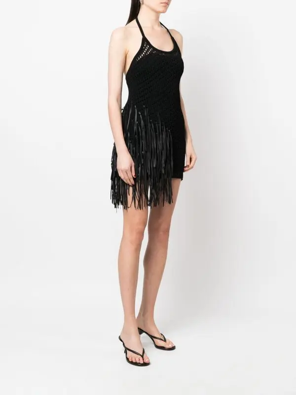 1017 Alyx 9sm Fringe-trim Crochet-knit Mini Dress