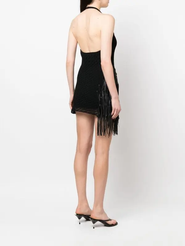 1017 Alyx 9sm Fringe-trim Crochet-knit Mini Dress