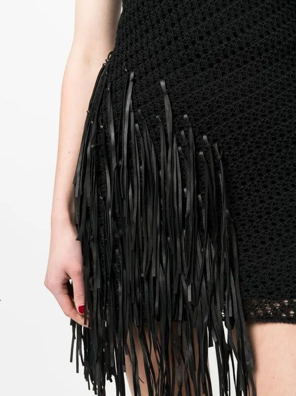 1017 Alyx 9sm Fringe-trim Crochet-knit Mini Dress