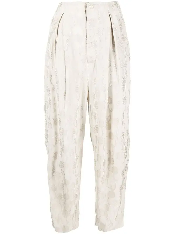 UMA WANG Floral-print Tapered Trousers
