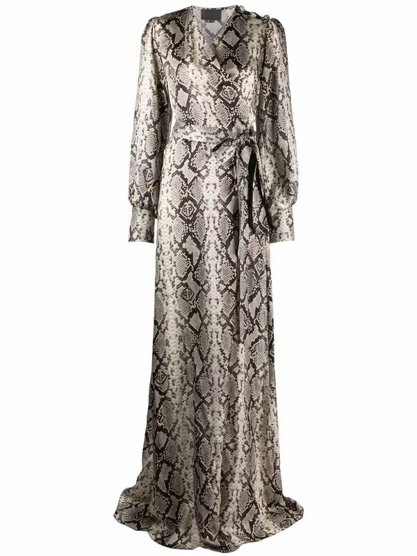 Philipp Plein Python-print Silk Long Dress