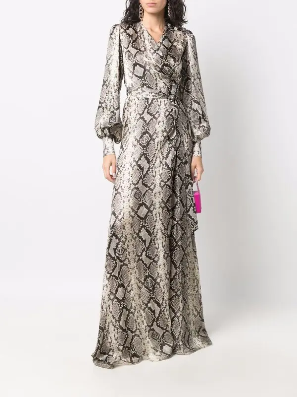 Philipp Plein Python-print Silk Long Dress