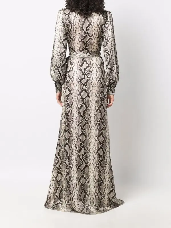 Philipp Plein Python-print Silk Long Dress