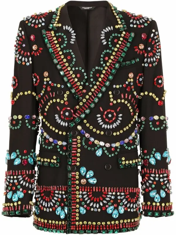 Dolce & Gabbana Embellished Sicilia-fit Double-breasted Blazer - Black