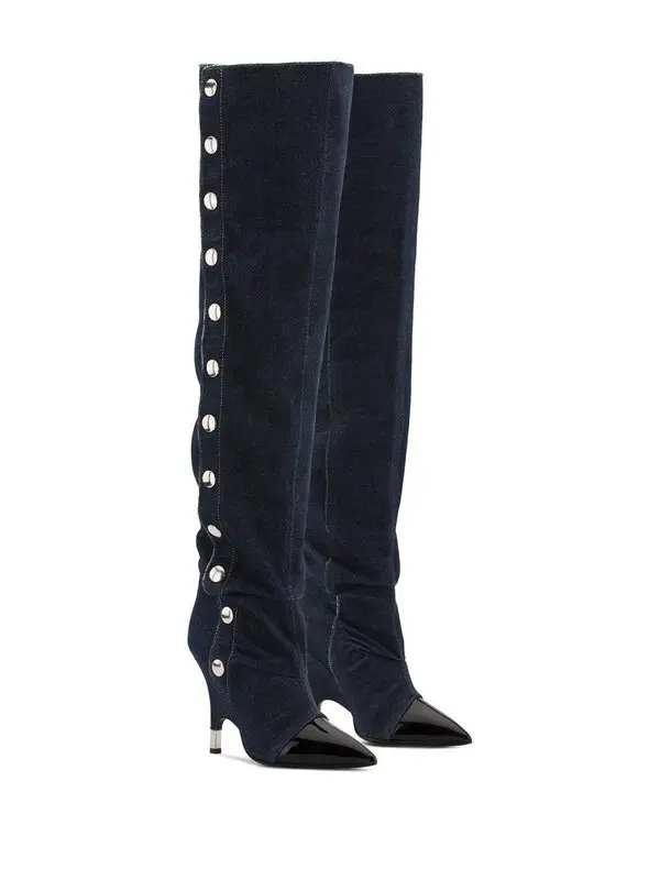 GIUSEPPE ZANOTTI 110mm Harper Denim Knee-length Boots