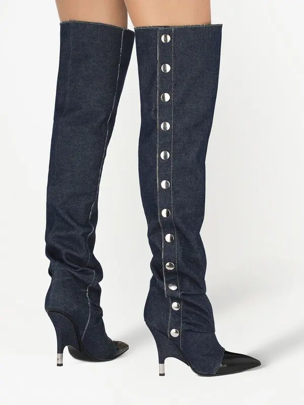 GIUSEPPE ZANOTTI 110mm Harper Denim Knee-length Boots