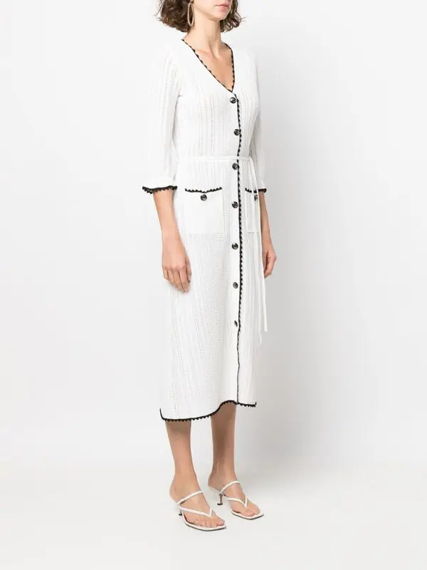 maje knit dress with contrasting trim Maje Short dress with contrasting trim in Ecru at Nordstrom, Size 36