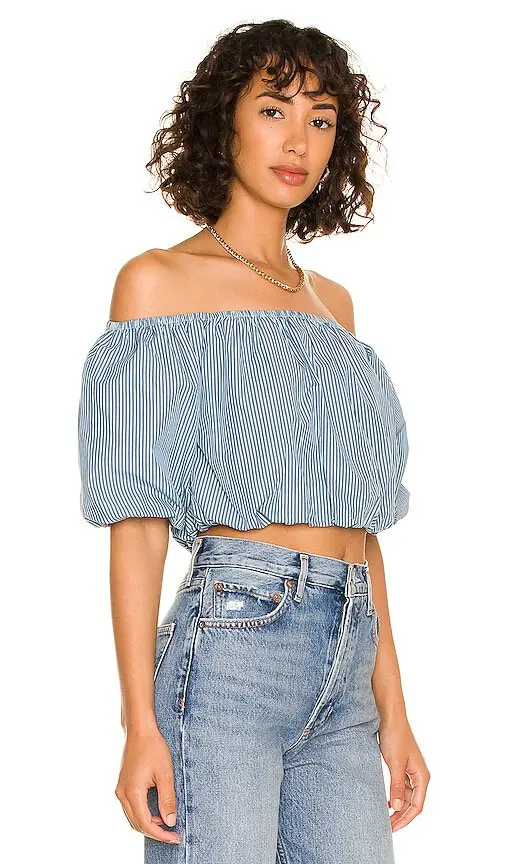Nation Ltd Sonali Bubble Hem Top In Blue