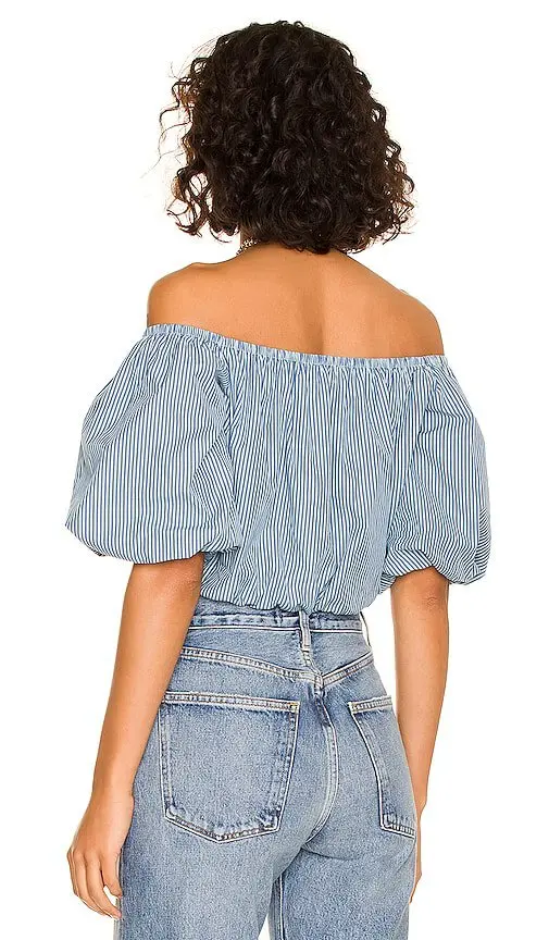Nation Ltd Sonali Bubble Hem Top In Blue