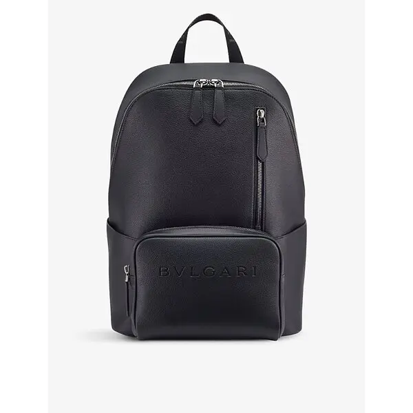 BVLGARI Logo-embossed Leather Backpack