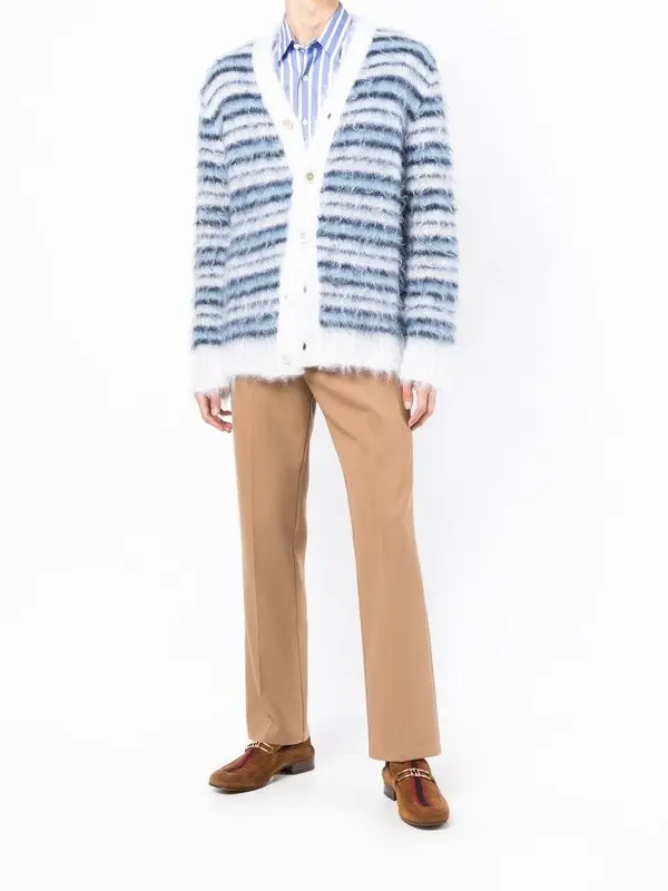 Marni Striped V-neck Cardigan - Blue