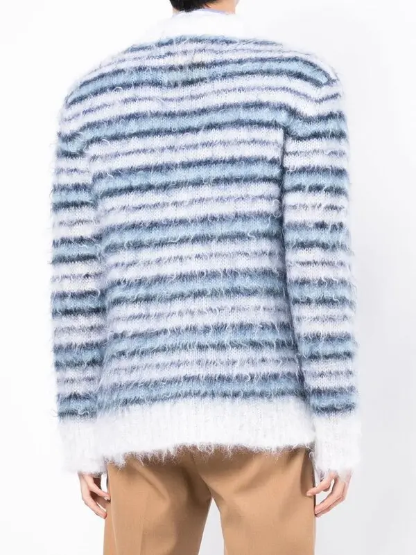 Marni Striped V-neck Cardigan - Blue