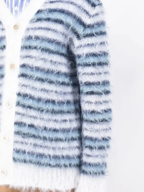 Marni Striped V-neck Cardigan - Blue