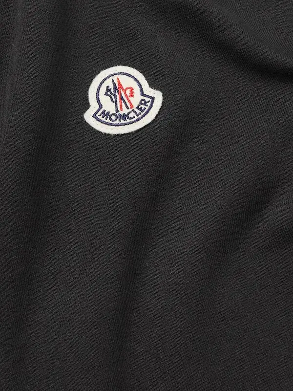 Moncler Logo-embroidered Striped Zip-up Hoodie - Black