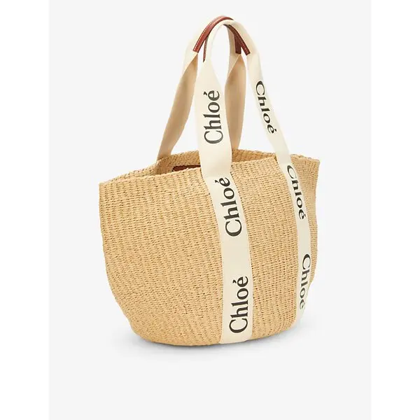 Chloé Woody Medium Paper Basket Tote - White