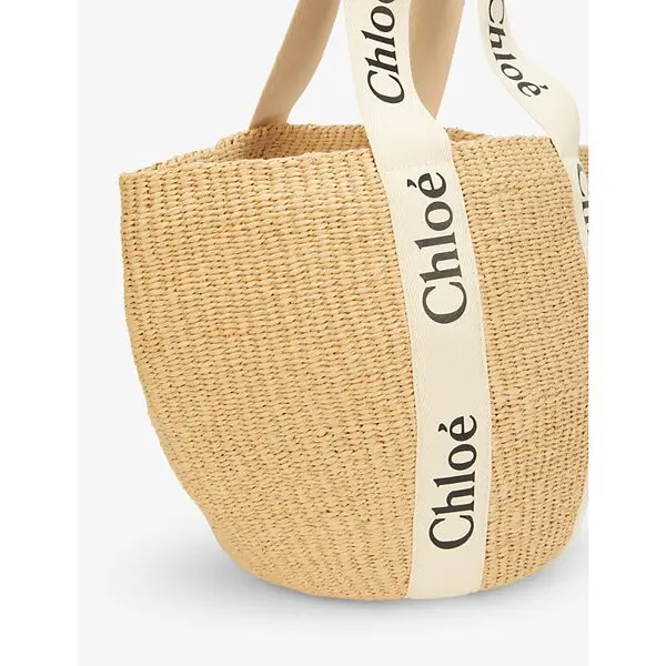 Chloé Woody Medium Paper Basket Tote - White
