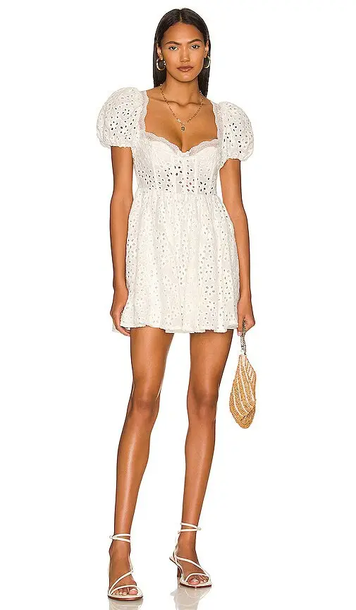For Love & Lemons Becca Mini Dress In White - 8% Off | Editorialist