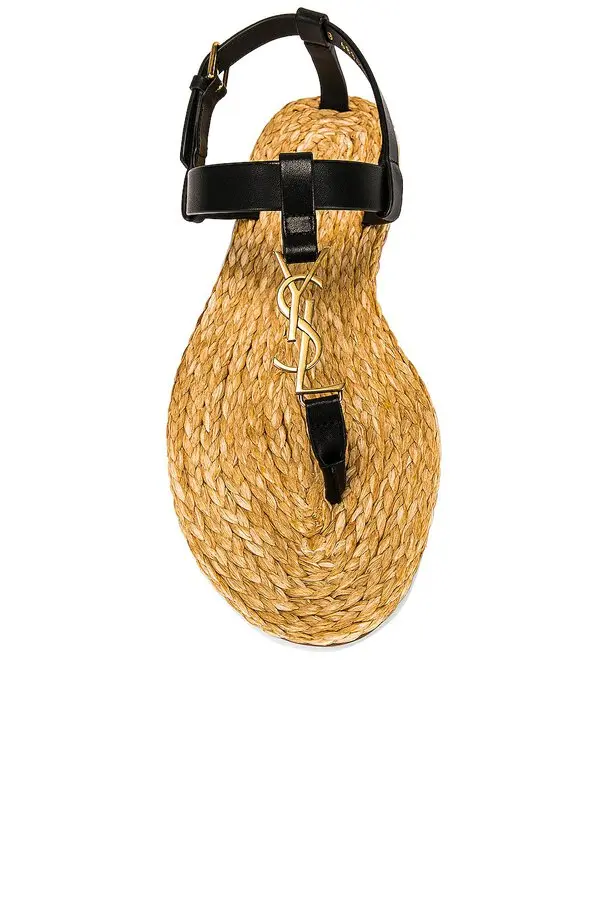 Saint Laurent Cassandra Flat Sandals - Nero