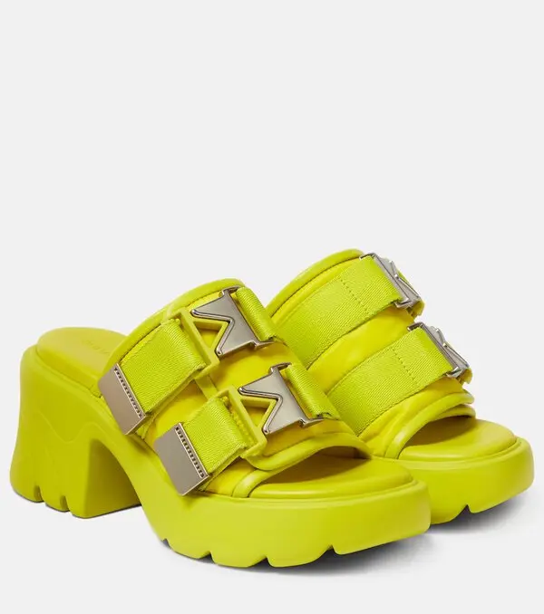 Bottega Veneta Flash Leather-Trimmed Sandals - Green | Editorialist
