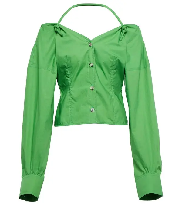 Nanushka Tami Cotton Poplin Halterneck Top