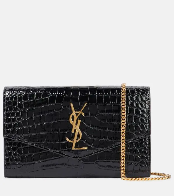 Saint Laurent Uptown Croc-effect Leather Shoulder Bag