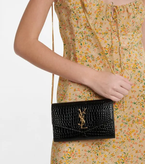 Saint Laurent Uptown Croc-effect Leather Shoulder Bag