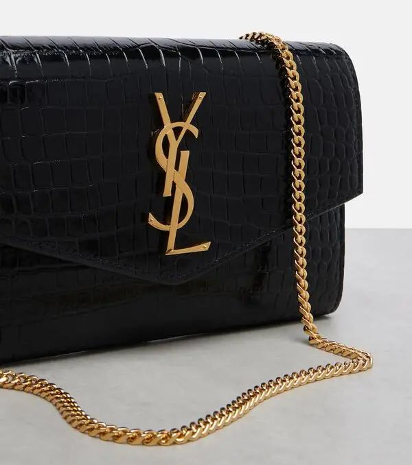 Saint Laurent Uptown Croc-effect Leather Shoulder Bag