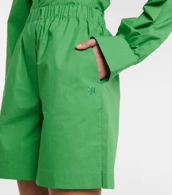Nanushka Megan Cotton Poplin Shorts - Green