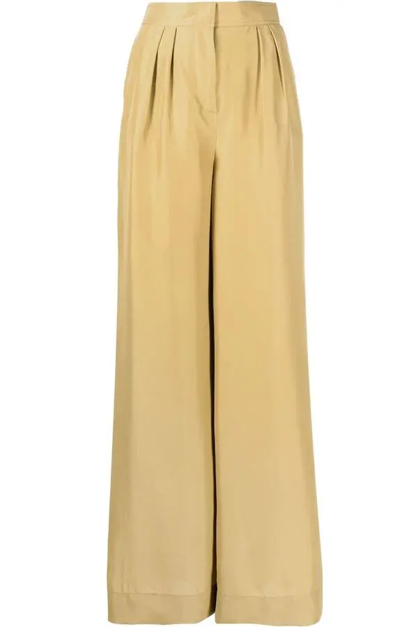 Alberta Ferretti Wide-leg Silk Trousers - Neutrals