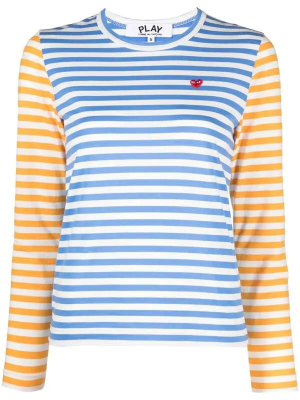Play Comme Des Garcon Logo-patch Striped T-shirt
