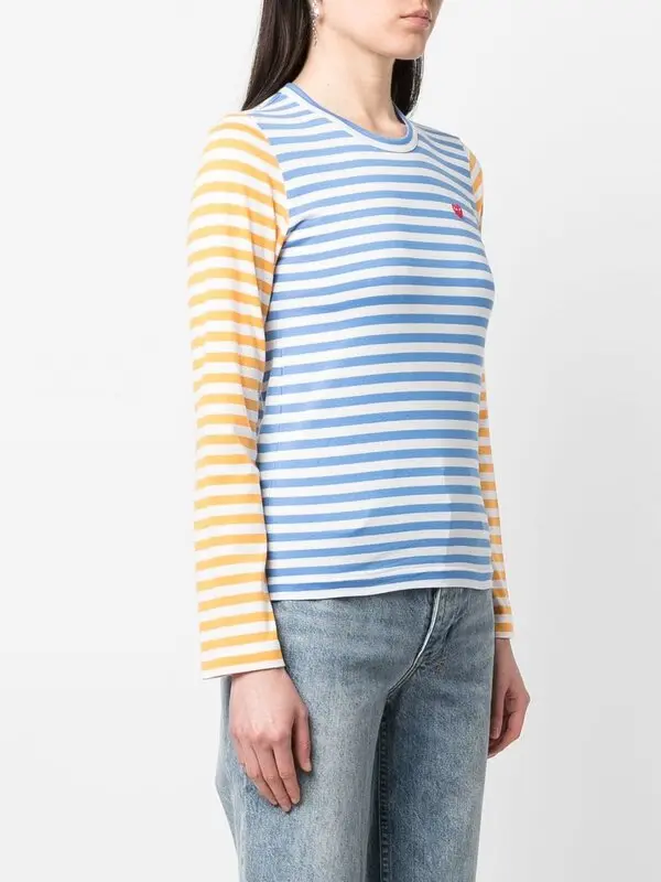 Play Comme Des Garcon Logo-patch Striped T-shirt
