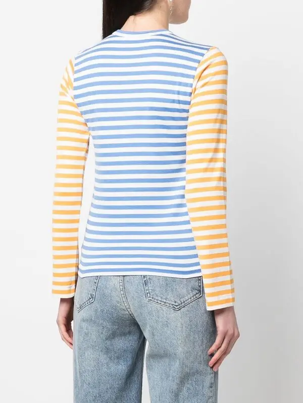 Play Comme Des Garcon Logo-patch Striped T-shirt
