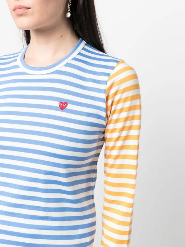 Play Comme Des Garcon Logo-patch Striped T-shirt