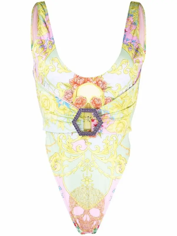Philipp Plein Skull-print One-piece Swimsuit - Pink