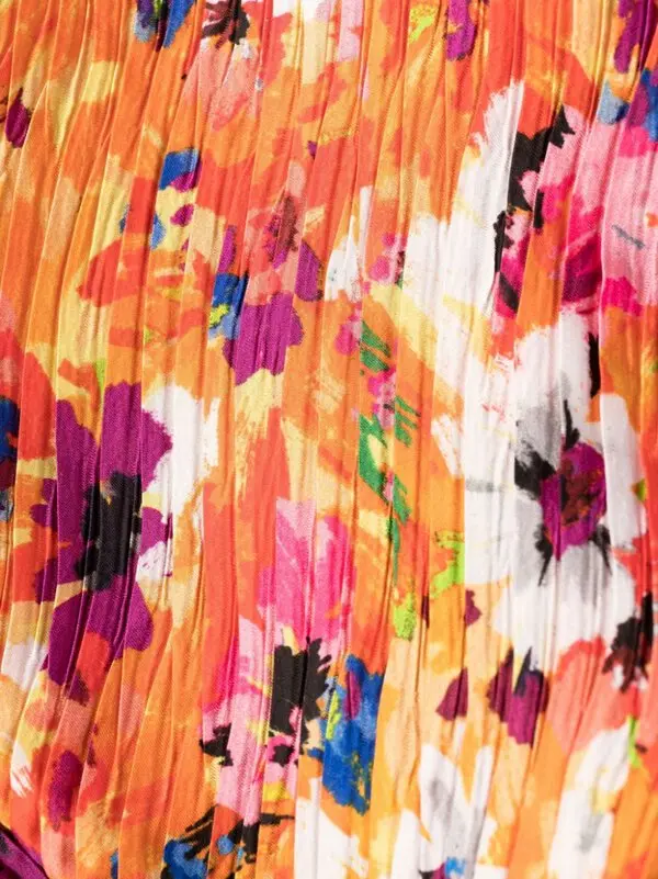 MSGM Floral Print Pleated Maxi Dress