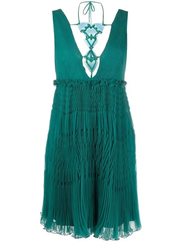 Alberta Ferretti V-neck Silk Dress