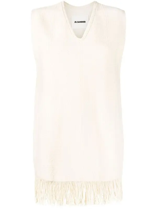 JIL SANDER Fringed V-neck Top