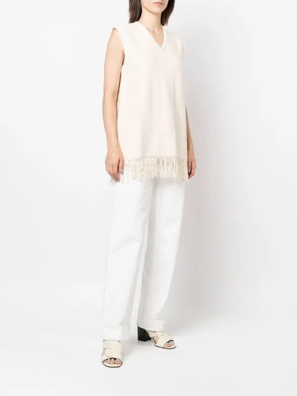JIL SANDER Fringed V-neck Top