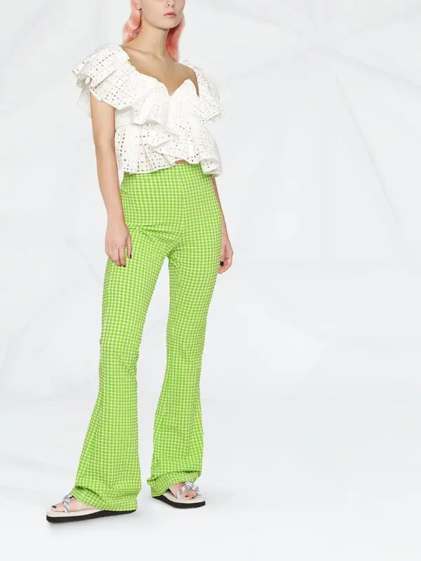 MSGM Check-pattern Flared Trousers