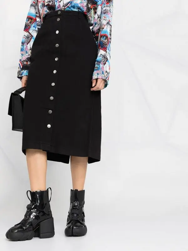 Raf Simons Button-down Midi Skirt - Black