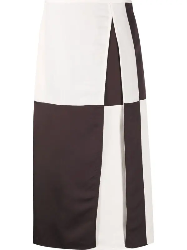 JIL SANDER Colour-block Midi Skirt - Neutrals