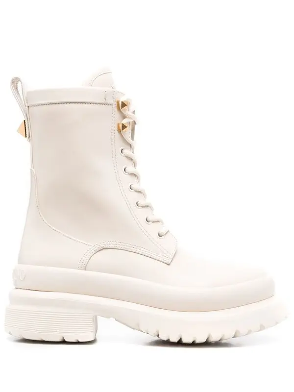 Valentino Garavani Chunky Lace-up Leather Boots
