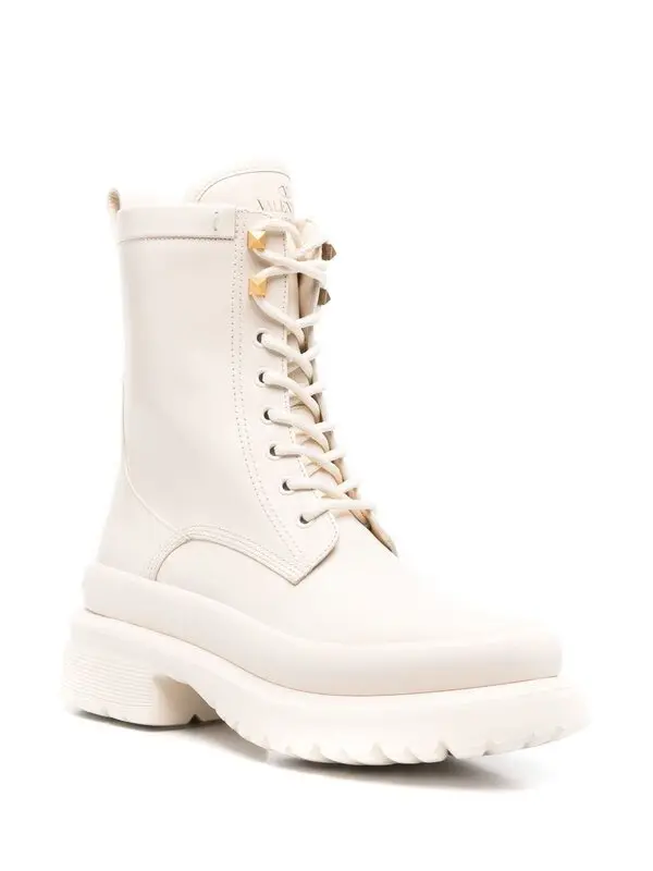 Valentino Garavani Chunky Lace-up Leather Boots